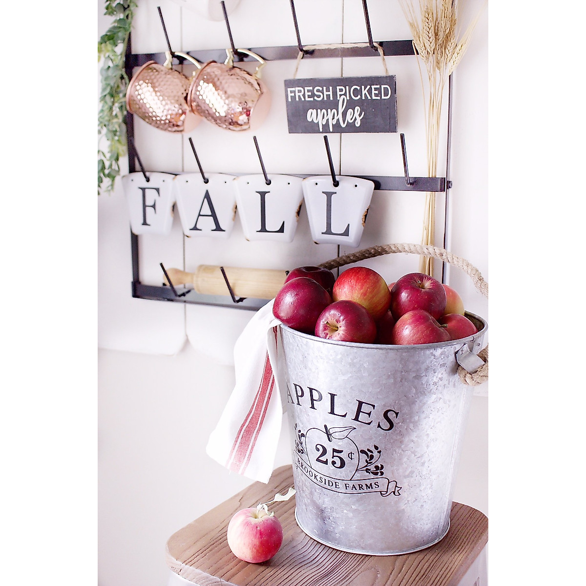 Wall Mounted Coffee Mug Rack - Large Rustic Black Iron Steel Kitchen Rack with 6 Rows - Storage for 27 Cups - Jar & Plate Holder - Vertical Display Organizer - Farmhouse Home Décor - Claimed Corner