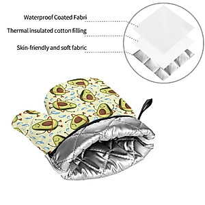 Avocado Oven Mitts and Pot Holders Heat Resistant 4 Pcs Sets Waterproof Non-Slip for BBQ Cooking Baking Grilling