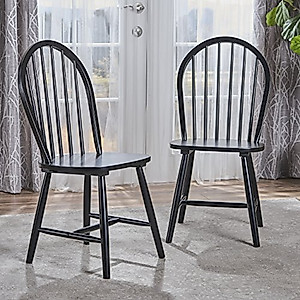 Christopher Knight Home Declan Farmhouse Cottage High Back Spindled Rubberwood Dining Chairs, 2-Pcs Set, Black