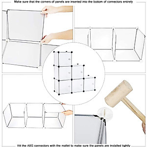 C&AHOME Cube Storage Organizer with Doors, 6-Cube Closet Cabinet, DIY Plastic Modular Bookshelf, Ideal for Bedroom, Living Room, Office, 36.6" L x 12.4" W x 36.6" H Translucent White