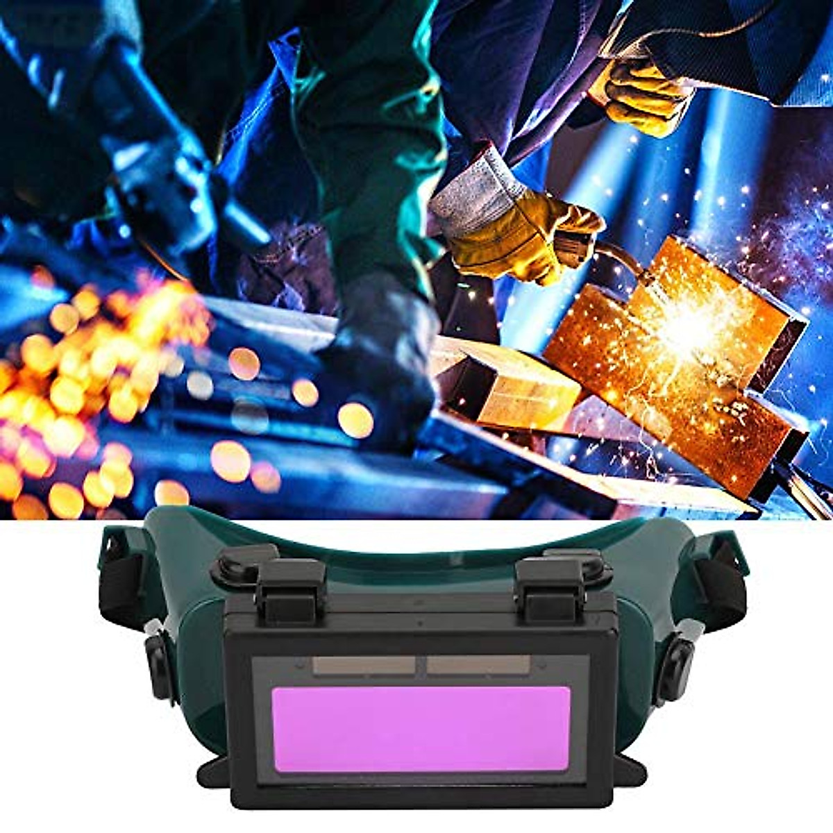 Hilitand Automatic Dimming Welder Eye Glasses Solar DIN16 Auto Darkening Eye Mask Welding Goggles Eye Protective Glasses(Dark Green)