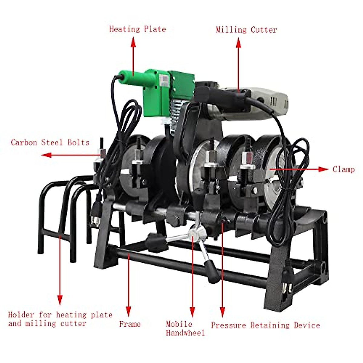 INTSUPERMAI Pipe Fusion Welder 4 Clamps Electric Tube Butt Fusion Machine Pipe Welding Machine PP PE PB PVDF Butt Fusion Welding Machine 110V 2.48"-6.30" (63-160mm) with Digital Heating Plate