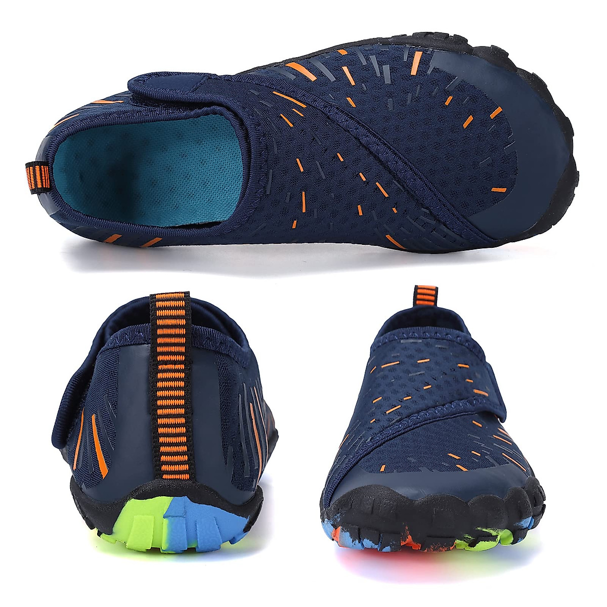 CIOR Boys & Girls Water Shoes Sports Aqua Athletic Sneakers Lightweight Sport Shoes(Toddler/Little Kid/Big Kid) U1ELJSX011-Navy.orange-29