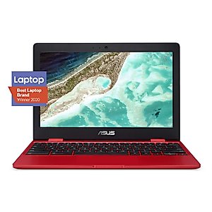 ASUS Chromebook C223 11.6" HD Chromebook Laptop, Intel Dual-Core Celeron N3350 Processor (up to 2.4GHz), 4GB RAM, 32GB eMMC Storage, Premium Design, Red, C223NA-DH02-RD