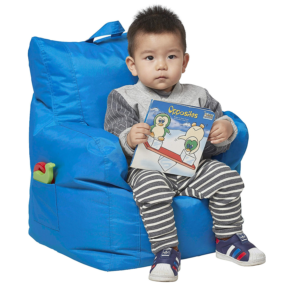 Cali Little Bear Sack Bean Bag Chair, Dirt-Resistant Coated Oxford Fabric, Flexible Seating for Children, Kid's Furniture for Bedrooms, Playrooms, Daycare, Preschool - French Blue (2-Pack)