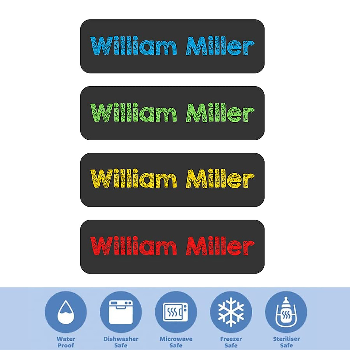 Custom Waterproof Dishwasher Safe Kid Name Labels for Daycare(128 Pack), Camp, School Supply, Baby Bottles, Lunch Boxes and Cups, Travel. Cute Personalized Design Name Stickers (Pattern 18)