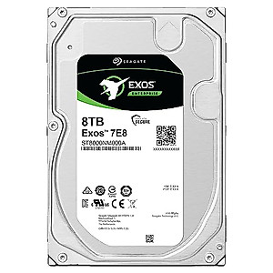 Seagate Exos 7E8 8TB Internal Hard Drive HDD – CMR 3.5 Inch 6Gb/s 7200 RPM 128MB Cache for Enterprise, Data Center – Frustration Free Packaging (ST8000NM000A)