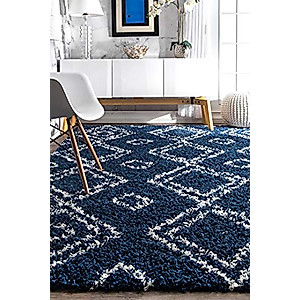 nuLOOM Iola Geometric Shag Area Rug, 8x10, Blue