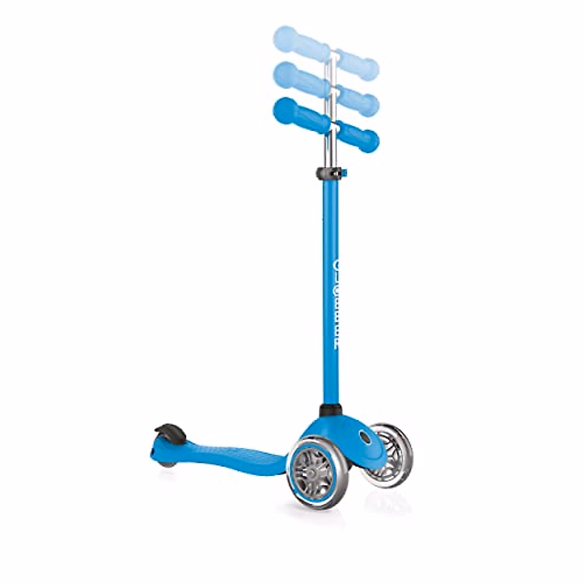 Globber Primo Scooter - Kids Scooters for Ages 3+, Three Wheel Scooter, Adjustable Height, Anti Slip Scooter, Push Scooter, Easy to Assemble, Holds up to 50kg - Childrens Scooter, Sky Blue