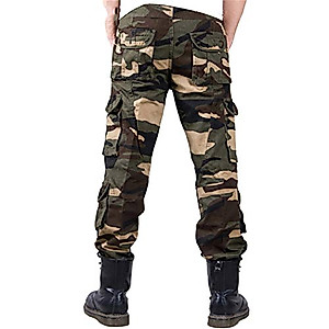 MNXOIA Men Casual Tactical Camouflage Cargo Pants Camo Pattern Army Combat Pants Cotton Work Pockets Military Trousers Gray Camo 32