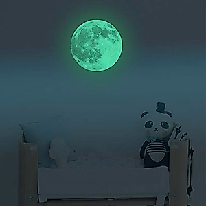 Kiddale Glow in The Dark Moon 30cm Glowing Luminous Wall or Ceiling Art Stickers Removable Adhesive Wall Decal for Kids Bedroom