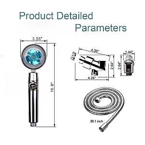GEOONA Turbo Shower Head with ON/Off Switch,Handheld High Pressure Vortex Shower Head 360 Degrees Rotating ，Water Saving Showerheads with Handheld and Hose (Blue)