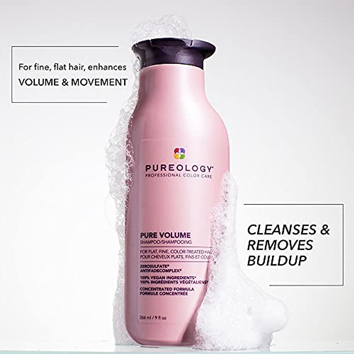 Pureology Pure Volume Shampoo | For Flat, Fine, Color-Treated Hair | Adds Lightweight Volume | Sulfate-Free | Vegan | Updated Packaging | 9 Fl. Oz