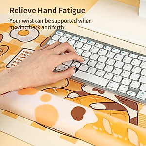 GeekShare Cute Bakery Cat Wrist Rest Support Mouse Pad Set- Non-Slip Base and Lightweight Memory Foam Wrist Rest Desk Mat for Keyboard and Mouse, Perfect for Gaming,or Home Office Work