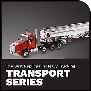 Diecast Masters Kenworth T880 SBFA Tractor Truck - Red | DayCab Pusher-Axle Tandem Tractor with Heil FD9300/DT-C4 Petroleum Trailer | 1:50 Scale Model Semi Trucks | Diecast Model 710102