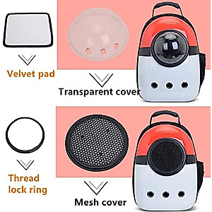 Enkarl Cat Carrier Backpack, Pet Backpack Bubble Rucksack Front Pack for Cat Puppy Dog Capsule Space Backpack, Pet Carrier for Travel Hiking Walking Camping. (Red and White)
