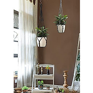 Macrame Plant Hanger Indoor Hanging with Wood Beads Macrame Planters No Tassel for Indoor Outdoor Boho Home Decor 35 Inch (Gray,1pc)