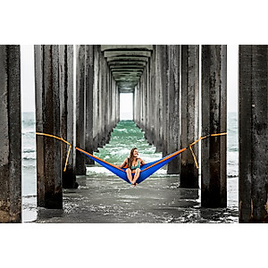 GRAND TRUNK Double Deluxe Hammock with Hanging Straps and Carabiners - Made from Parachute Nylon Fabric and Holds Two Peoople or 400lbs (Olive Green/Khaki)