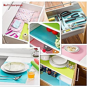 8 Pcs Refrigerator Liners, Washable Mats Covers Pads,Home Kitchen Gadgets Accessories Organization for Top Freezer Glass Shelf Wire Shelving Cupboard Cabinet Drawers 4Blue+2Green+2Red