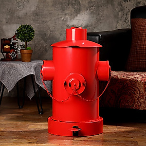 Hoolerry Fire Hydrant Trash Can Retro Creative Garbage Can with Inner Bucket Large Capacity Wrought Iron Pedal Trash Can Indoor Outdoor Waste Bins for Park Garden Kitchen Garbage (Red, Large)