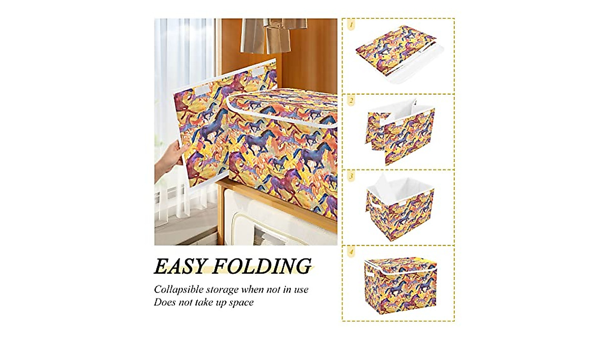 Stylish Running Horses Storage Bins - Space-Saving & Collapsible
