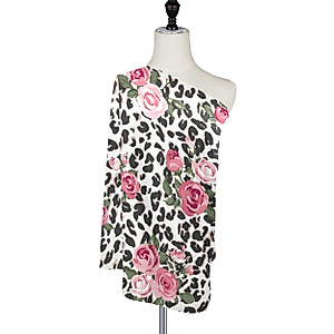 Nursing Cover Breastfeeding Scarf Rose Leopard Cheetah- Baby Car Seat Covers, Stroller Cover, Carseat Canopy (j)