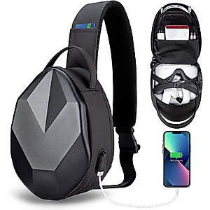 Carrying Case for Oculus Meta Quest 3, Quest 2, Vision Pro, Hard Crossbody Travel Bag for Meta Quest Pro Gaming Headset and Controllers, Lightweight VR Accessories with Portable USB Charging Port