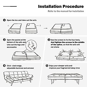 Futon Sofa Bed,Opoiar Lounge Memory Foam Sleeper Couch for Living Room,Convertible Modern Loveseat for Compact Living Spaces,71" W,Black/Faux Leather