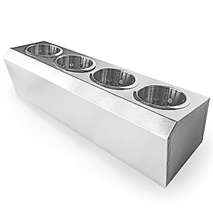Flatware Organizers Stainless Steel Cylinder Flatware Silverware Utensil Holder Organizer Caddy (4 holes)