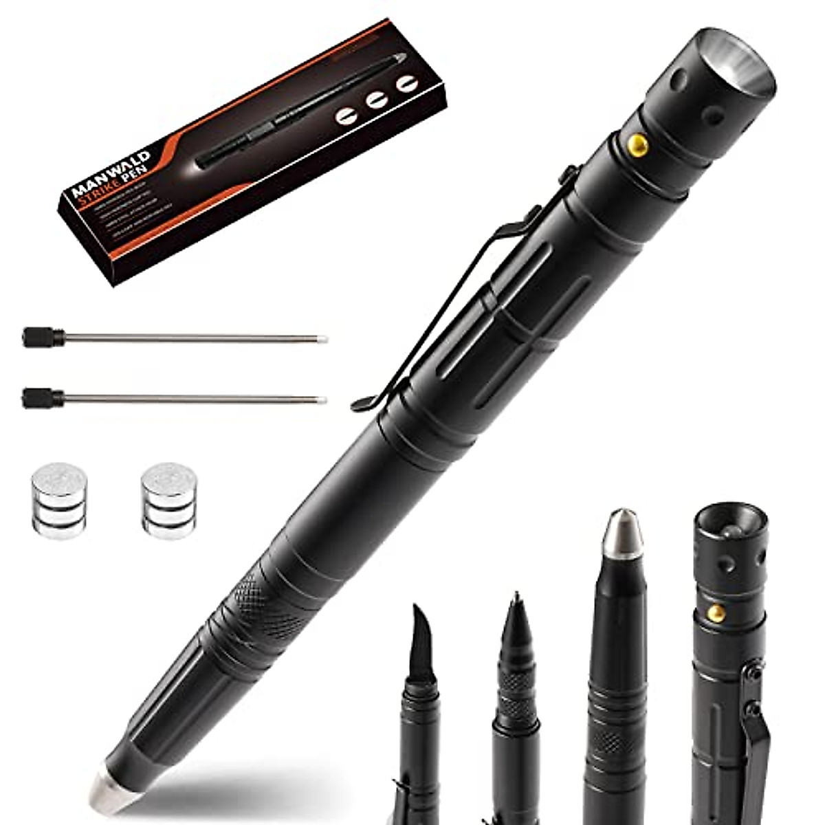 Valentine Day Gifts for Men,Tactical Pen,Cool gadgets with Glass Breaker+LED Flashlight+Ballpoint Pen,Survival Tools for Everyday Carry,Tools for Women and Men,Unique Christmas or Birthday gifts