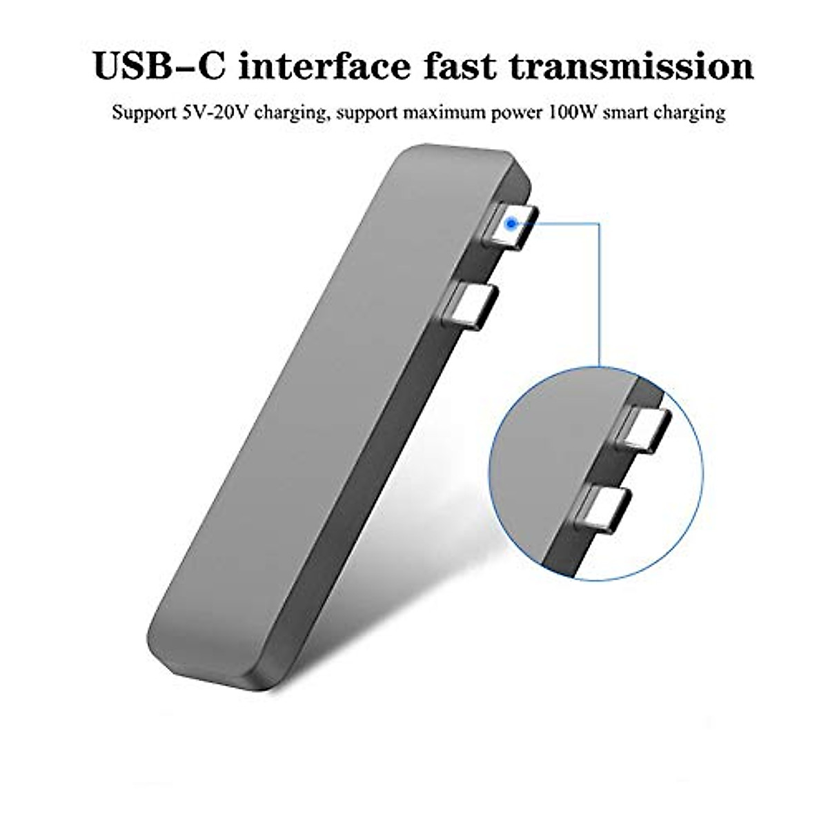 XUNMAIFHB Portable Docking Station,Double Head Type-c HUB to hdmi 4k hub + Card Reader + Type-c Docking Station Lightning 3 Interface Fast Transmission, Silver