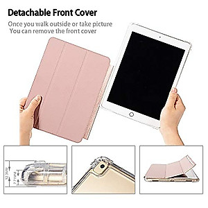 valkit iPad Pro 12.9 Case 2017/2015 (Old Model,1st & 2nd Gen) - iPad Pro 12.9 Inch Cover Smart Folio Stand Protective Translucent Frosted Back Cases with Auto Wake/Sleep, Rose Gold