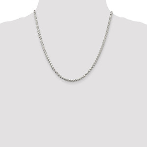 Solid 925 Sterling Silver 3mm Round Spiga Chain Necklace - with Secure Lobster Lock Clasp 20"
