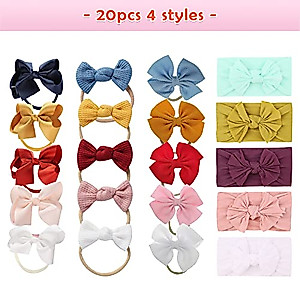 20PCS Baby Nylon Headbands,Bow Holder for Girls Hair Bows,baby essentials for newborn,Hair Accessories for Baby Girls