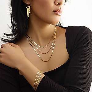 The Diamond Deal 14k Solid Yellow Gold 5.00mm Shiny Imperial Herringbone Chain Necklace or Bracelet for Pendants and Charms with Lobster-Claw Clasp (24" And yellow-gold)