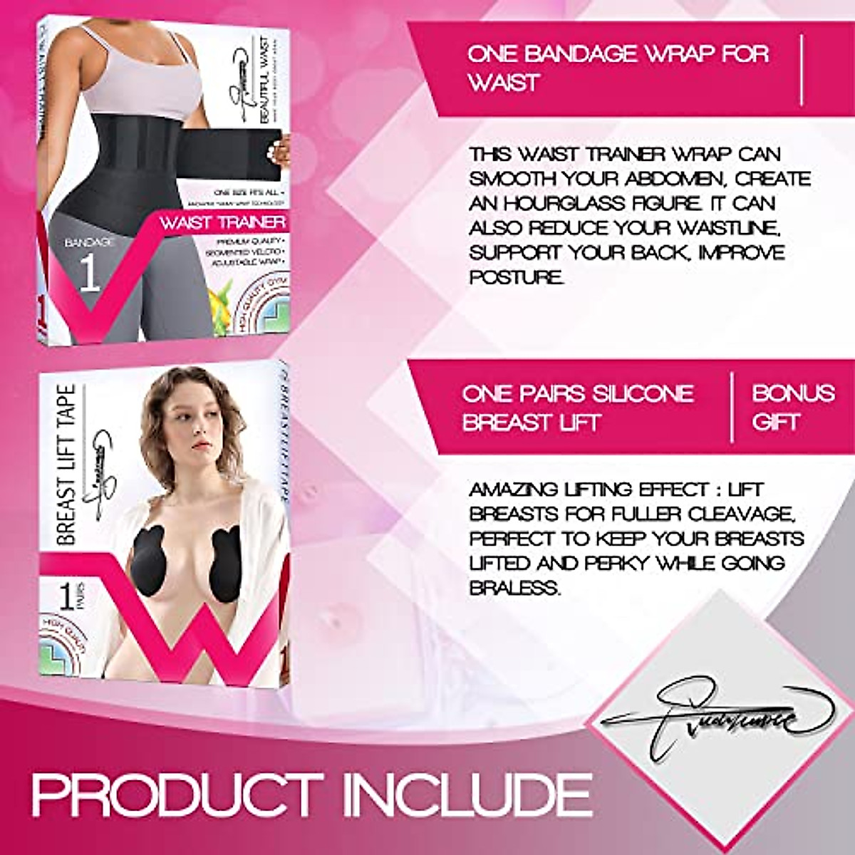 Waist Trainer Wrap Plus Size - Adjust Your Snatch Bandage Wrap Tummy Sweat Wraps - Waist Trainer For Women | Belly Body Shaper Compression Wrap | Gym Accessories Black | Bonus Gift Breast Lift Tape