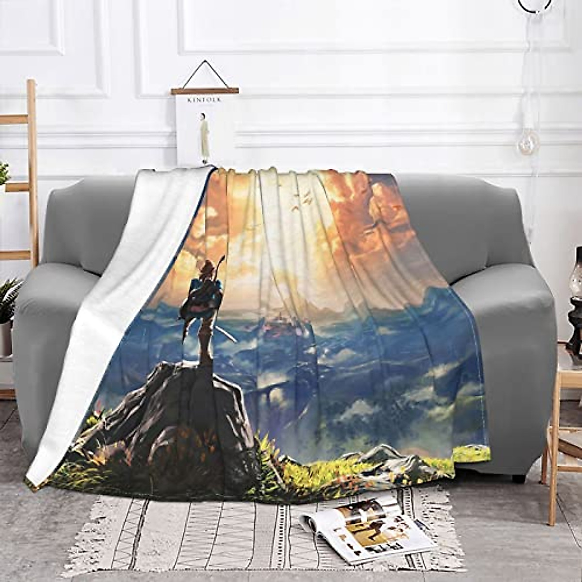 Game Anime Mountain Castle Throw Blanket Flannel Fleece Blanket Soft Cozy Air Conditioning Blankets for Bed Sofa Couch Camping 50"x40"