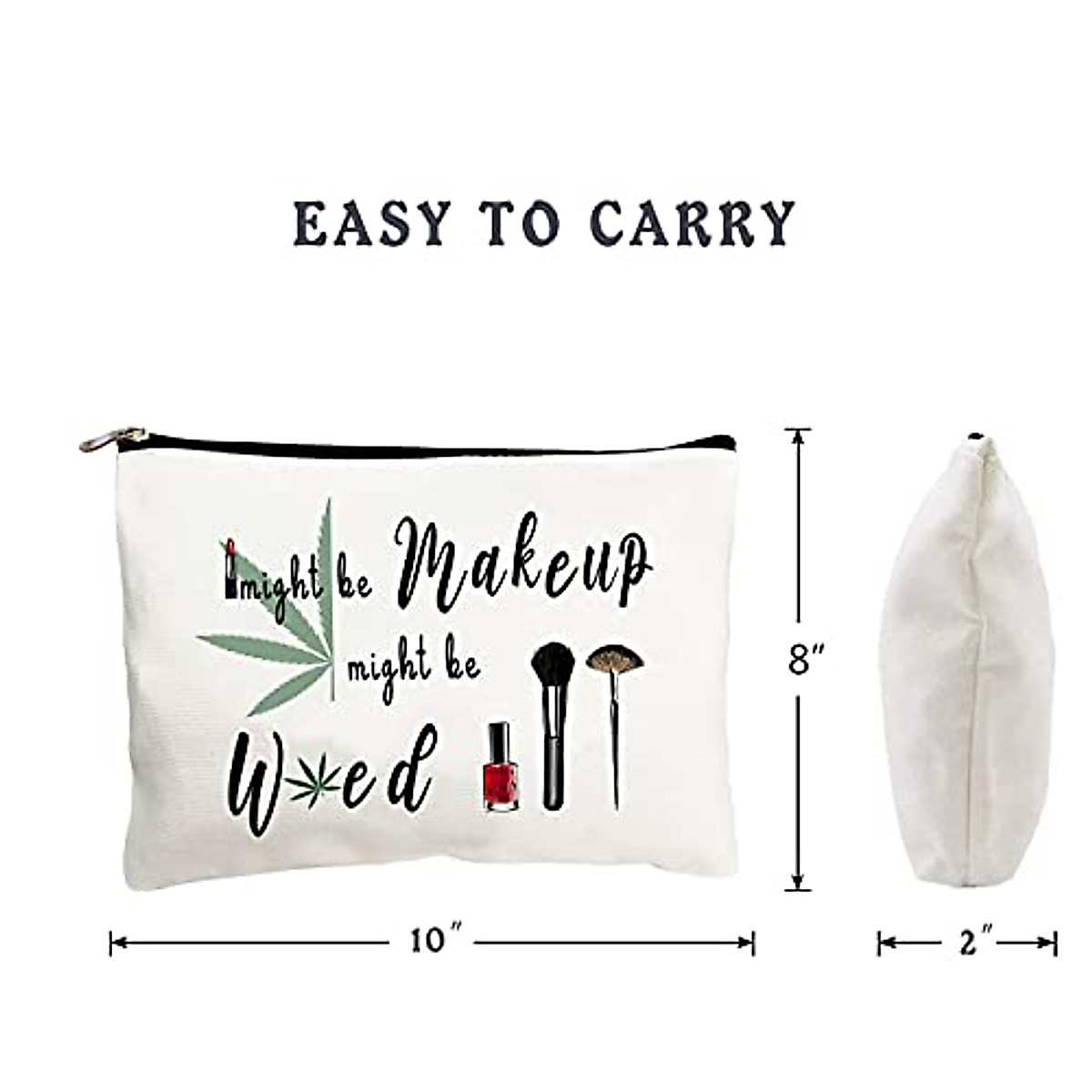 NC Funny Leaf Makeup Cosmetic Bag,Makeup Brushes Toiletry Jewelry Travel Accessories Organizer Zipper Pouch,Birthday Gift for Women Stoner Friend Sister Colleague Auntie