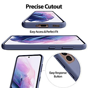 GOOSPERY Liquid Silicone Case for Galaxy S21 Case(6.2 inches) Silky-Soft Touch Full Body Protection Shockproof Cover Case with Soft Microfiber Lining - Lavender Grey