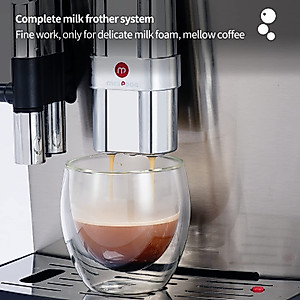 Mcilpoog WS-S7 Fully Automatic Espresso Coffee Machine, Silver Full Metal, Super Automatic Espresso Machine with Milk, Americano, Latte, Cappuccino, Hot Water