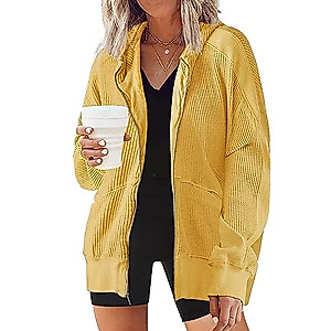 SHOPESSA womens fashion fall outfits shackets for women 2023 long sleeve work shirts hooded zip up jacket baggy shirt newspaper print dress western clothes for women