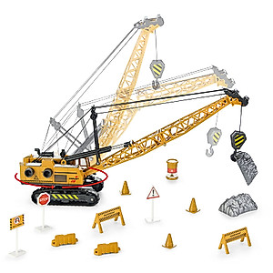 Jenilily 1:55 Scale Die-cast Crane Construction Vehicles Toy Alloy Model Car, Gifts for Kids Boys Toddler 3 4 5 Years Old
