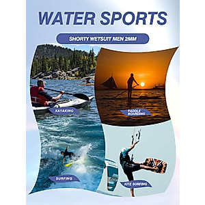 Shorty Wetsuit Men,2mm Neoprene Short Sleeves Wet Suits Back Zip, 1.5mm Shorty Surf Suit Keep Warm in Cold Water for Snorkeling Kayaking Boarding(Dark Blue 2mm,XX-Large)