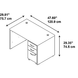 Bush Business Furniture Series C Elite 48W x 30D Desk Shell with 3 Drawer File in Hansen Cherry