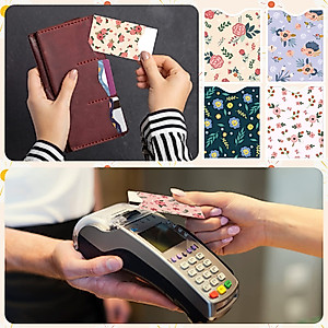 32 Pcs Credit Card RFID Sleeves Flower RFID Blocking Sleeves Include 24 Credit Card Sleeves 8 Passport Protectors Waterproof Identity Theft Protection Women RFID Card Protector