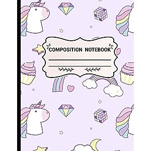 Composition Notebook: Wide Ruled Paper Notebook Journal | Blank Lined Workbook for Teens Kids Students for Home School College | unicorn composition notebook for girls