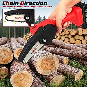 Mini Chainsaw Cordless Power Electric-Chain-Saws - 4 Inch Battery Power Chainsaw Small Portable One-Hand Handheld , 26V Rechargeable Operated, for Tree Trimming and Branch Wood Cutting