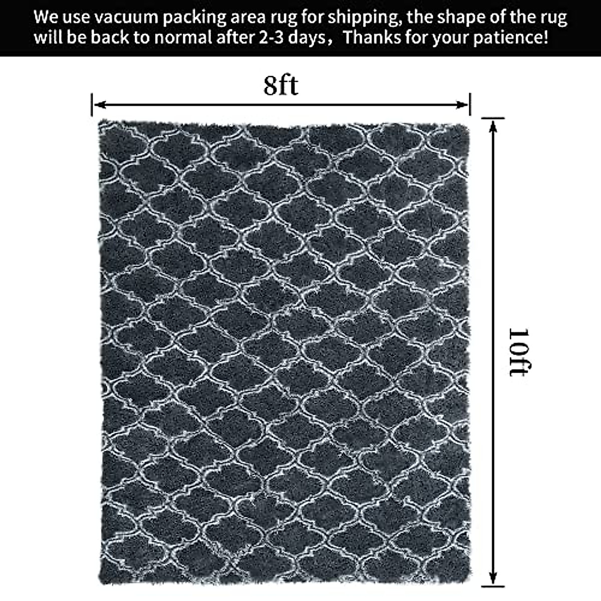 HOMBYS 8x10 Fluffy Area Rug for Living Room Bedroom, Super Soft Geometric Modern Plush Large Play Carpet for Kids, Non-Skid Luxury Fuzzy Décor Shag Feet Mat for Bedside, Grey