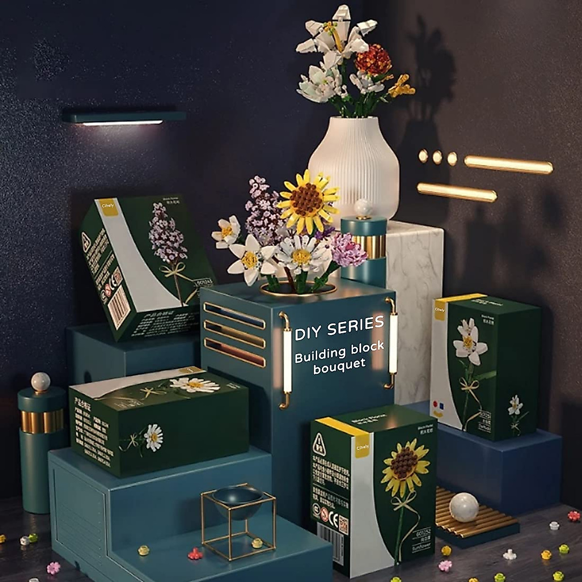 Cihely Flower Bouquet Building Blocks Kits Rose 3Pack 601239, Artificial Flowers Building Project to Release Stress and Focus The Mind, for Birthday Gifts to Adults/Teens(100+ Pieces)