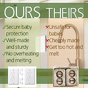 Bates- Self Closing Outlet Covers, 2 Pack, Sliding Outlet Covers, Outlet Cover, Outlet Covers Baby Proofing, Baby Outlet Cover, Baby Proofing Outlet Cover, Plug Covers for Electrical Outlets